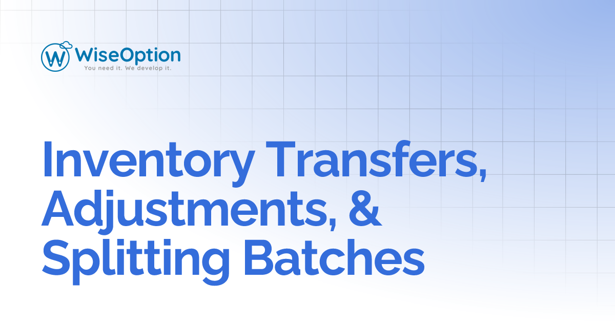Inventory Transfers, Adjustments, & Splitting Batches | Wise Option eLearning Library